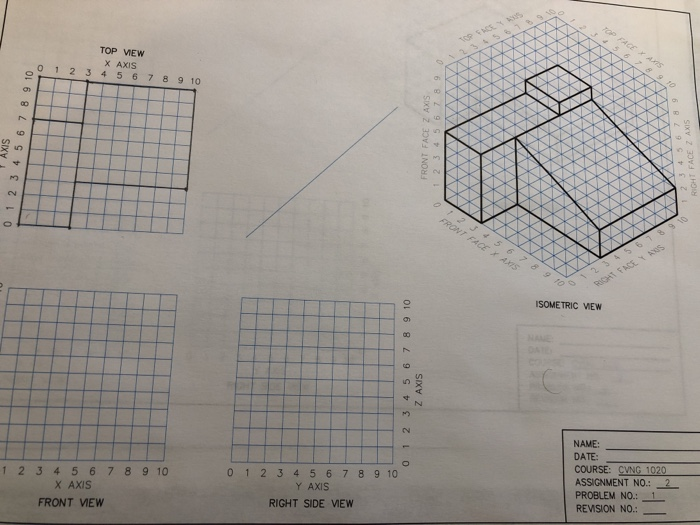 Solved TOP VEW x AXIS o 1 2 3 4 5 6789 10 ISOME TRIC WEW 0 1 | Chegg.com