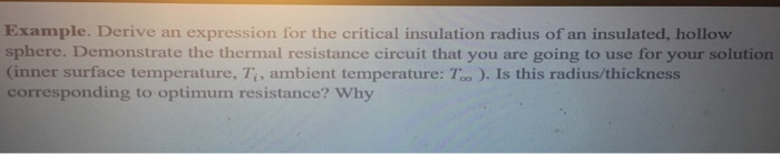 Solved Example. Derive an expression for the critical | Chegg.com