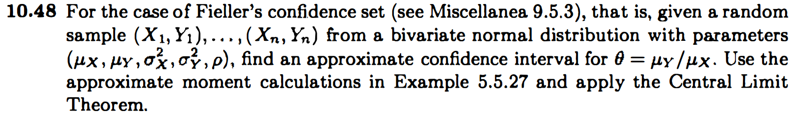 Solved 2 10.48 For the case of Fieller's confidence set (see | Chegg.com