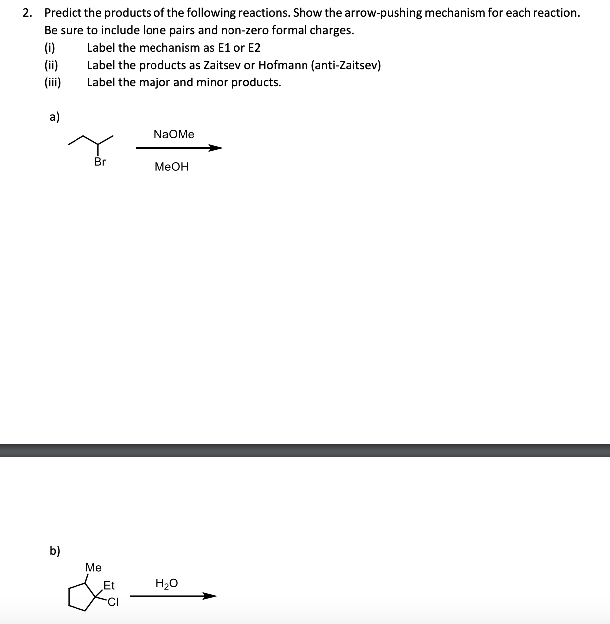 Solved 2. Predict the products of the following reactions. | Chegg.com