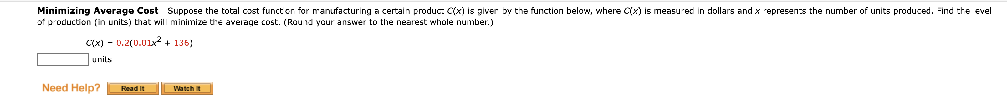 Solved Minimizing Average Cost Suppose the total cost | Chegg.com
