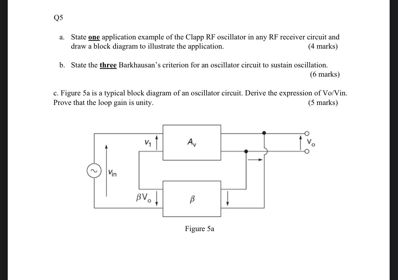 Solved a. State one application example of the Clapp RF | Chegg.com