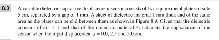 Solved 8.3A variable dielectric capacitive displacement | Chegg.com Solved 8.3A variable dielectric capacitive displacement | Chegg.com