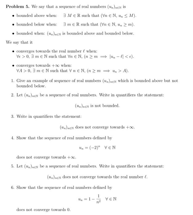 Solved Problem 5. we say that a sequence of real numbers | Chegg.com