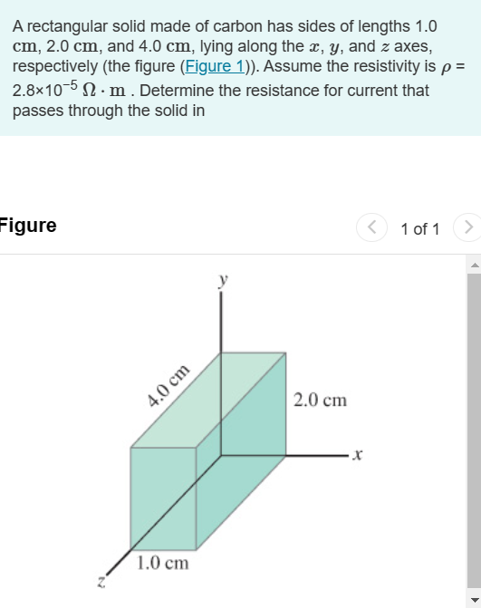 Solved A rectangular solid made of carbon has sides of | Chegg.com