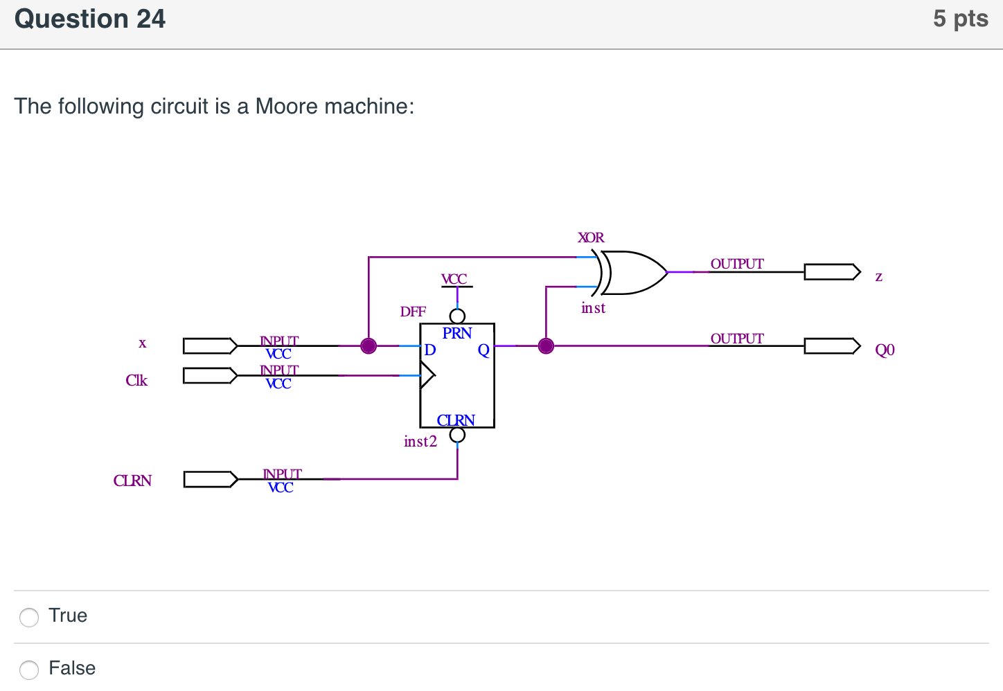 Solved Question 24 5 Pts The Following Circuit Is A Moore 