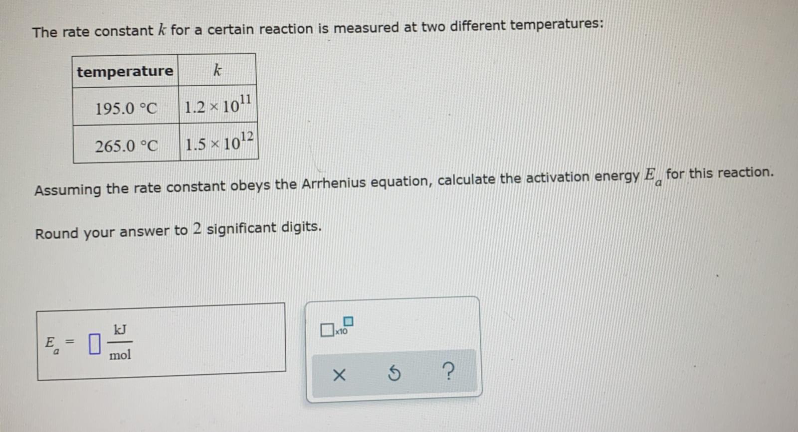 Solved The rate constant k for a certain reaction is | Chegg.com