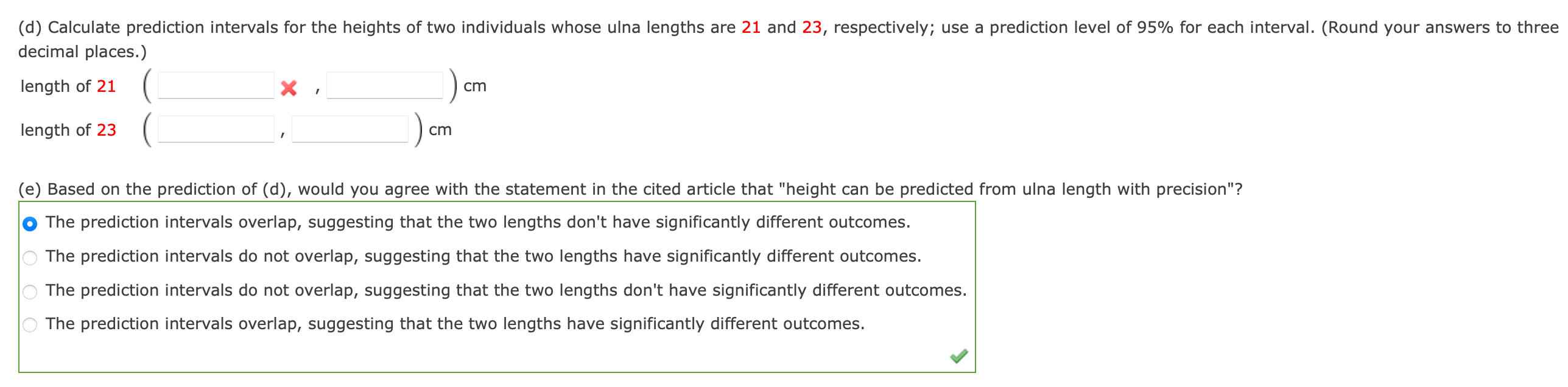 Solved from a graph in the article "Ulna Length to Predict | Chegg.com