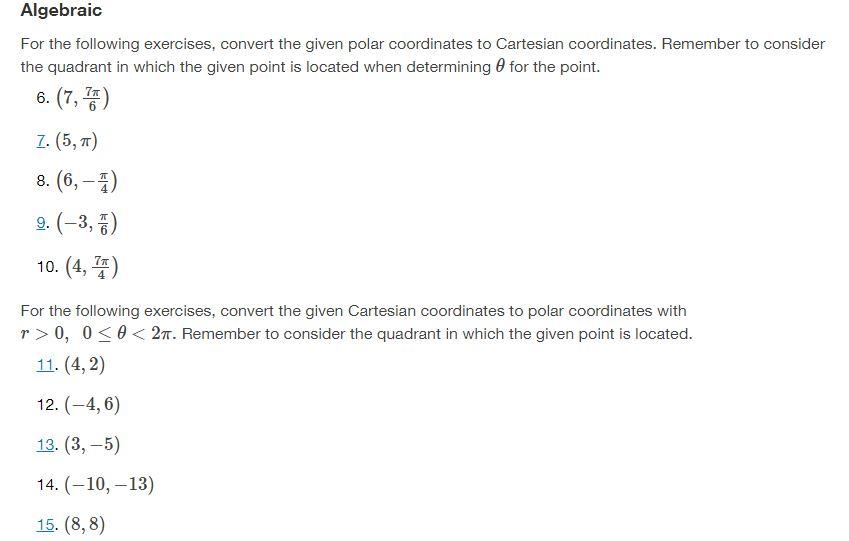 Solved For The Following Exercises Convert The Given Polar