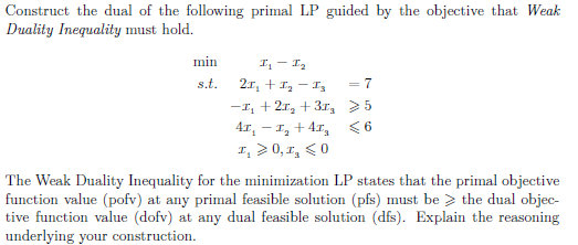 Construct The Dual Of The Following Primal Lp Guided 