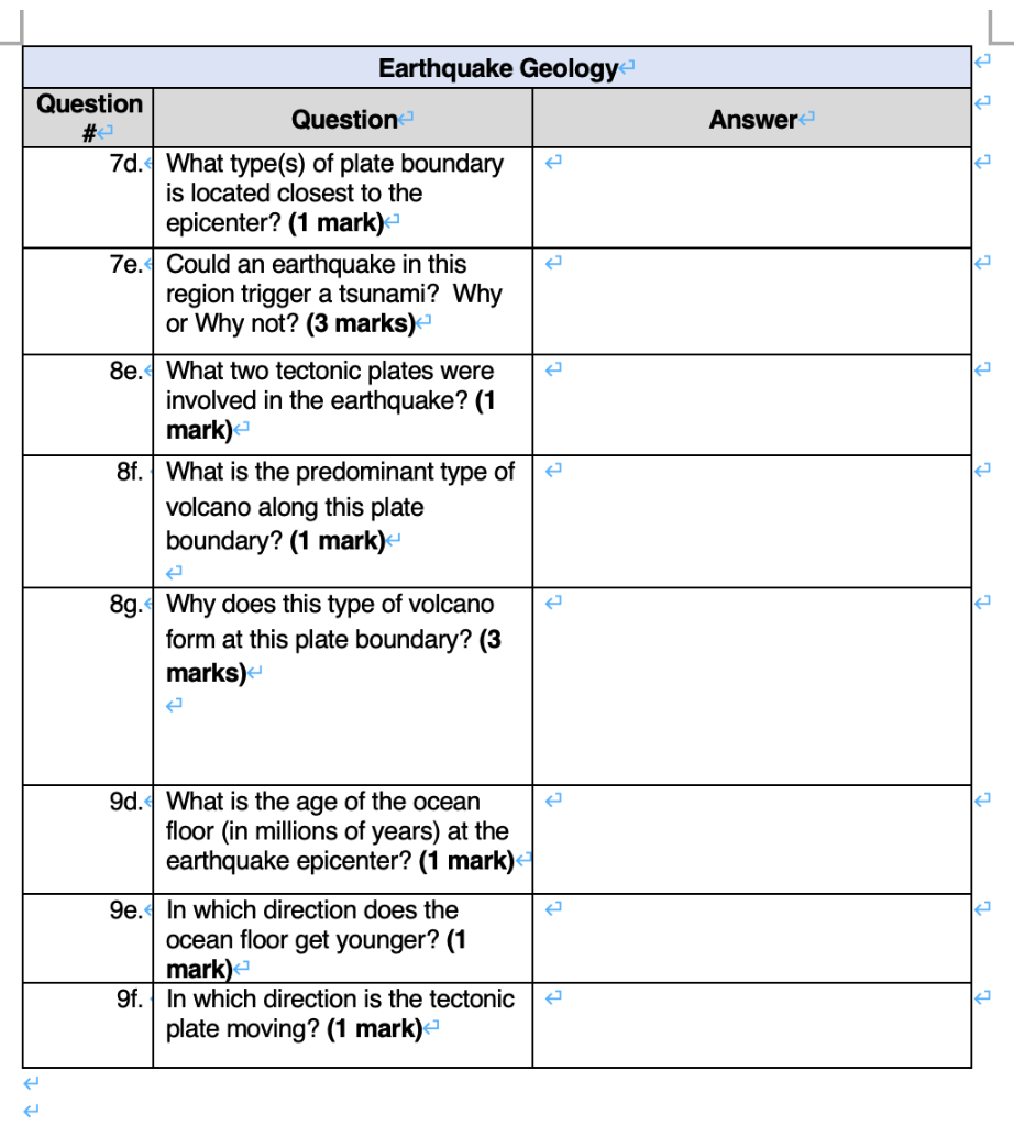Solved Answer Earthquake Geology Question Question # 7d. | Chegg.com