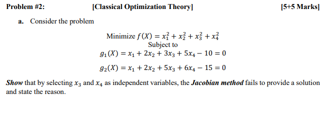 Solved Problem #2: Classical Optimization Theory] (5+5 Marks | Chegg.com