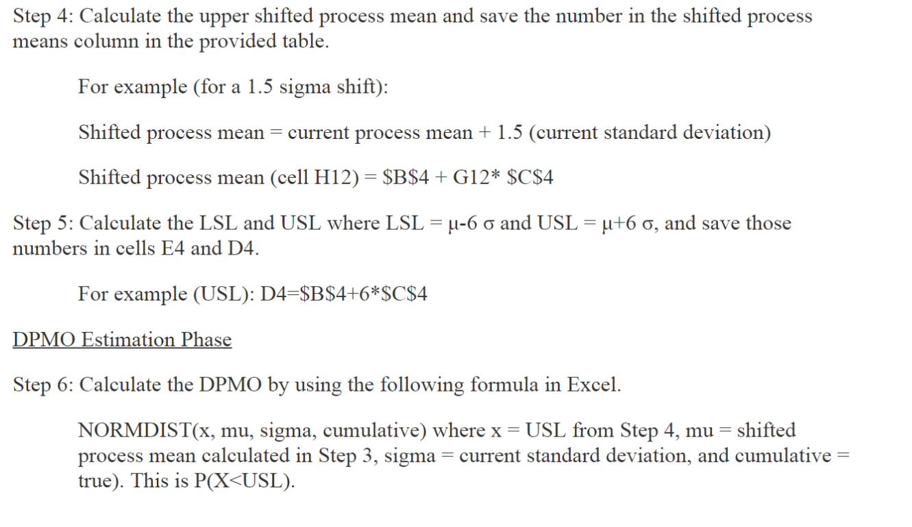 Solved Week 1 Project (DPMO) Goal: Obtain DPMO values with | Chegg.com