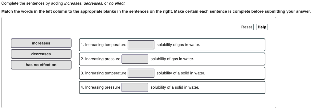 Solved Complete the sentences by adding increases, | Chegg.com