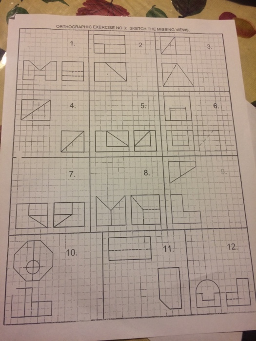 Solved ORTHOGRAPHIC EXERCISE NO 3: SKETCH THE MISSING VIEWS | Chegg.com