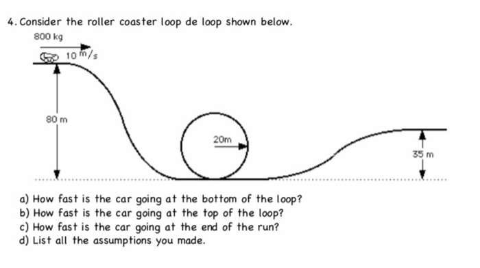 Solved 4. Consider the roller coaster loop de loop shown | Chegg.com