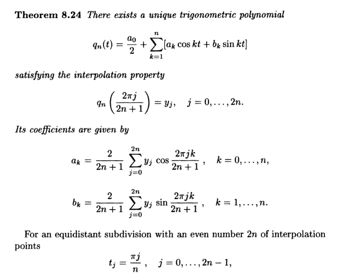 Solved 8 11 For The Trigonometric Interpolation From Theorem