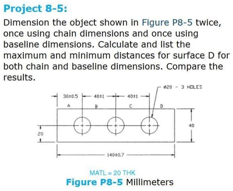 Solved Dimension the object shown in Figure P8-5 twice, once | Chegg.com