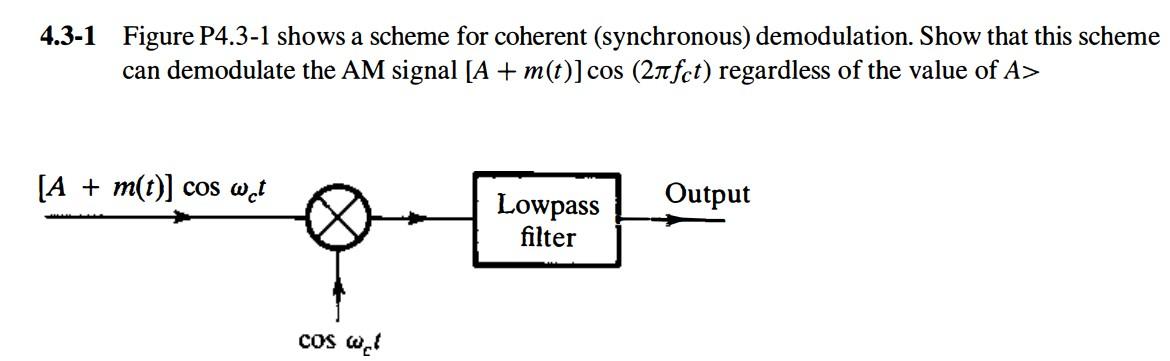 Solved 4.3-1 Figure P4.3-1 shows a scheme for coherent | Chegg.com