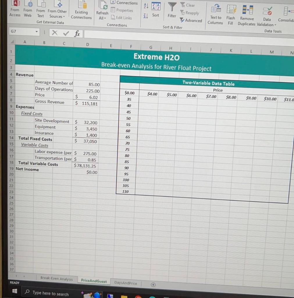 Solved On the Break-Even Analysis worksheet, enter the | Chegg.com