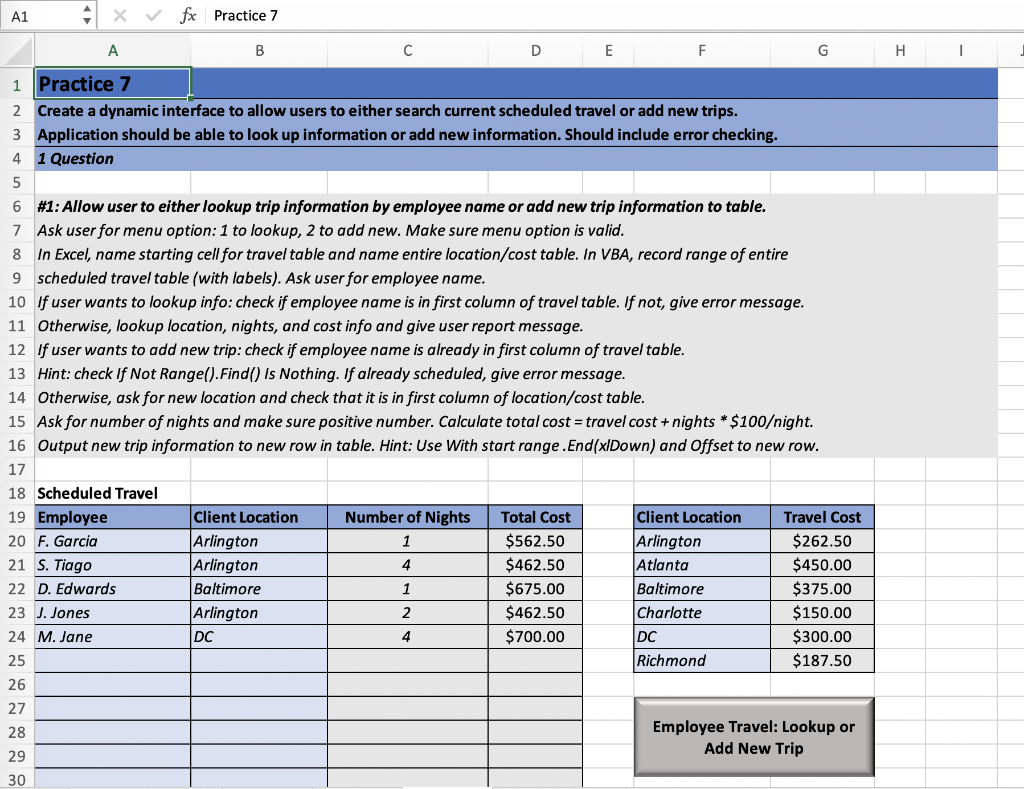 Solved Please help!!!! I'm in a new VBA class, and was | Chegg.com