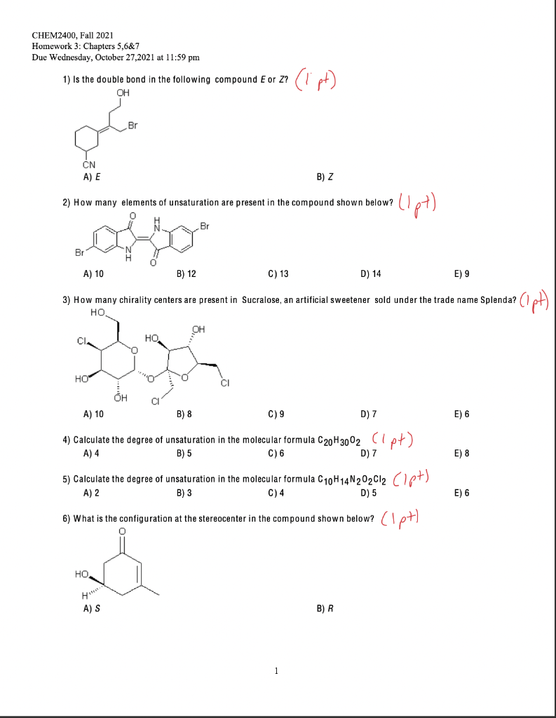 Solved CHEM2400, Fall 2021 Homework 3: Chapters 5,6&7 Due | Chegg.com