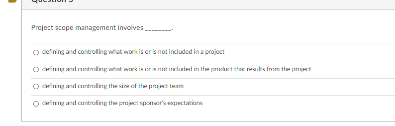 Solved Project scope management involves defining and | Chegg.com