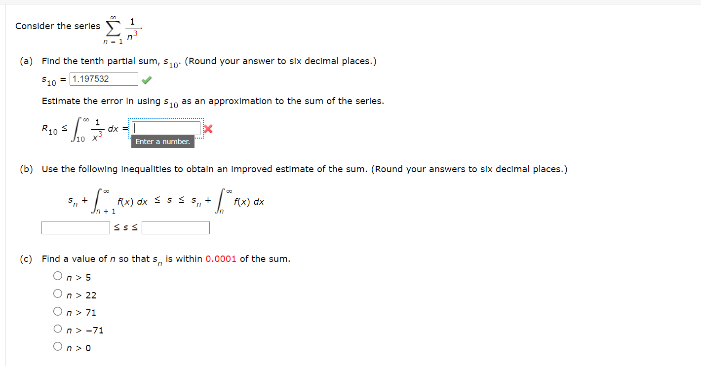 Solved Consider the series 1/n^3 | Chegg.com