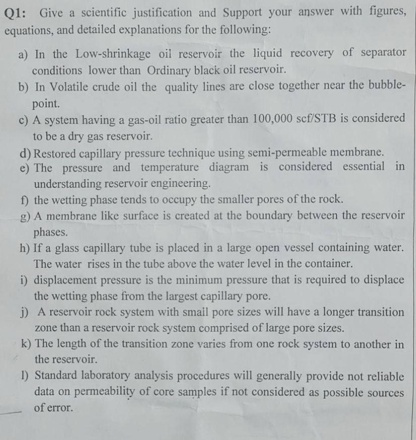 Solved Q1: Give a scientific justification and Support your | Chegg.com
