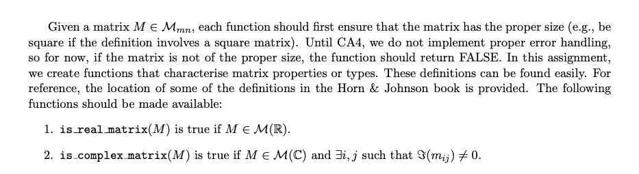 Given a matrix M E Mmn, each function should first | Chegg.com