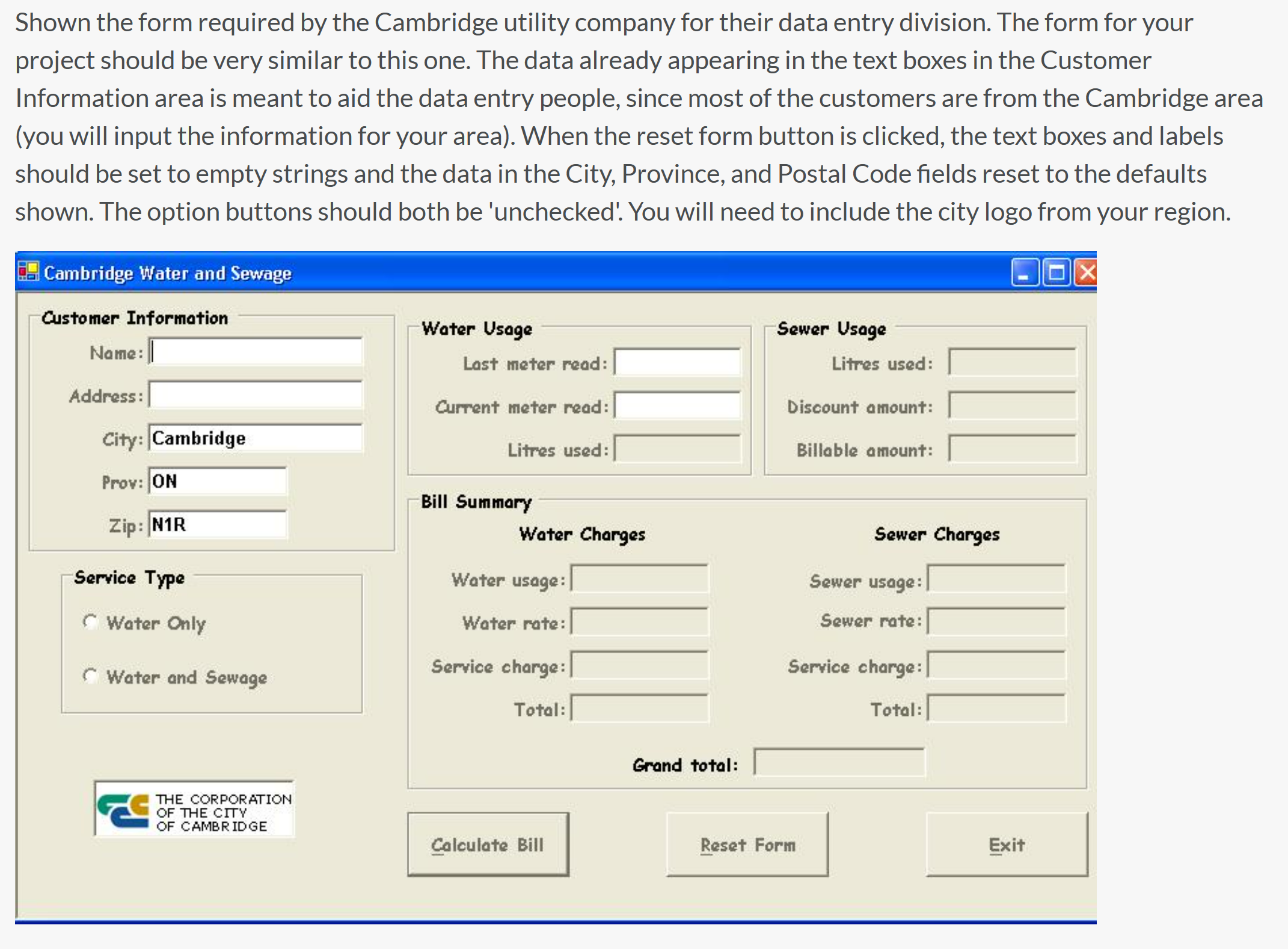 Solved Shown the form required by the Cambridge utility | Chegg.com