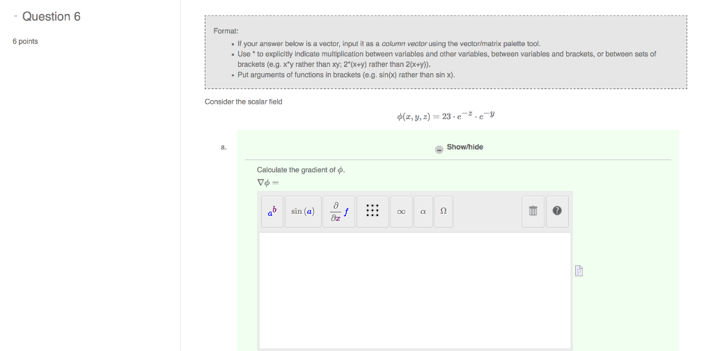 Solved Question 6 6 points Format: . If your answer below is | Chegg.com