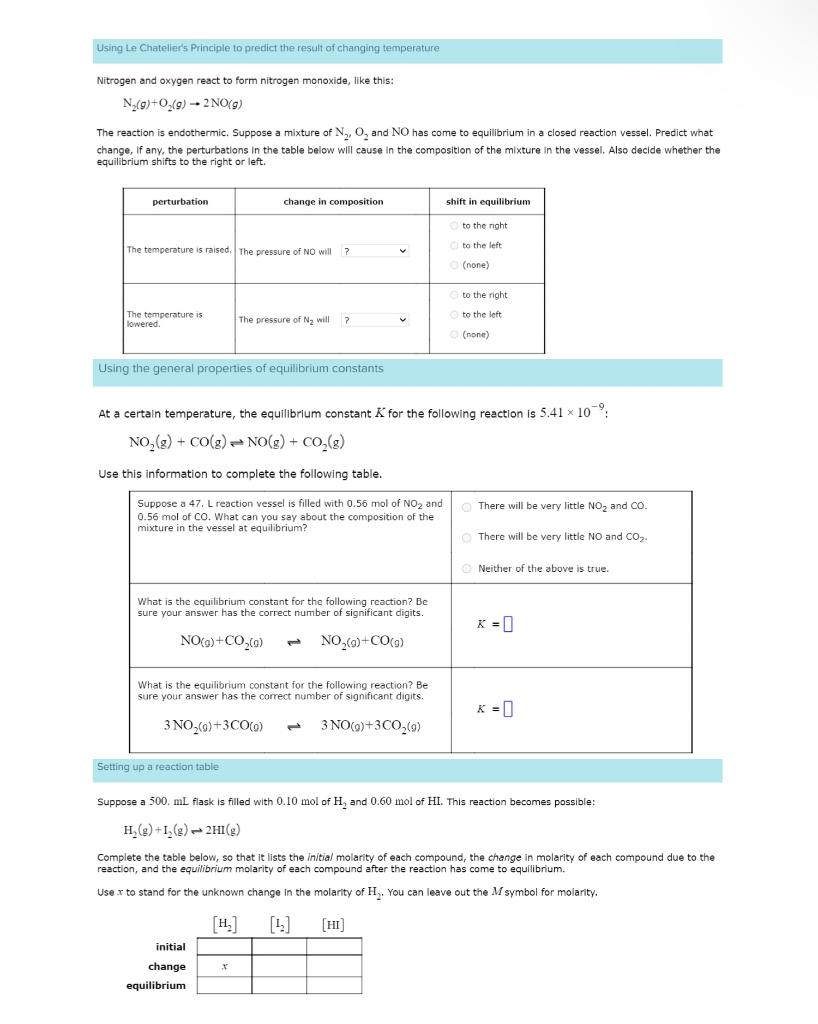 Solved Using Le Chatelier's Principle to predict the result | Chegg.com