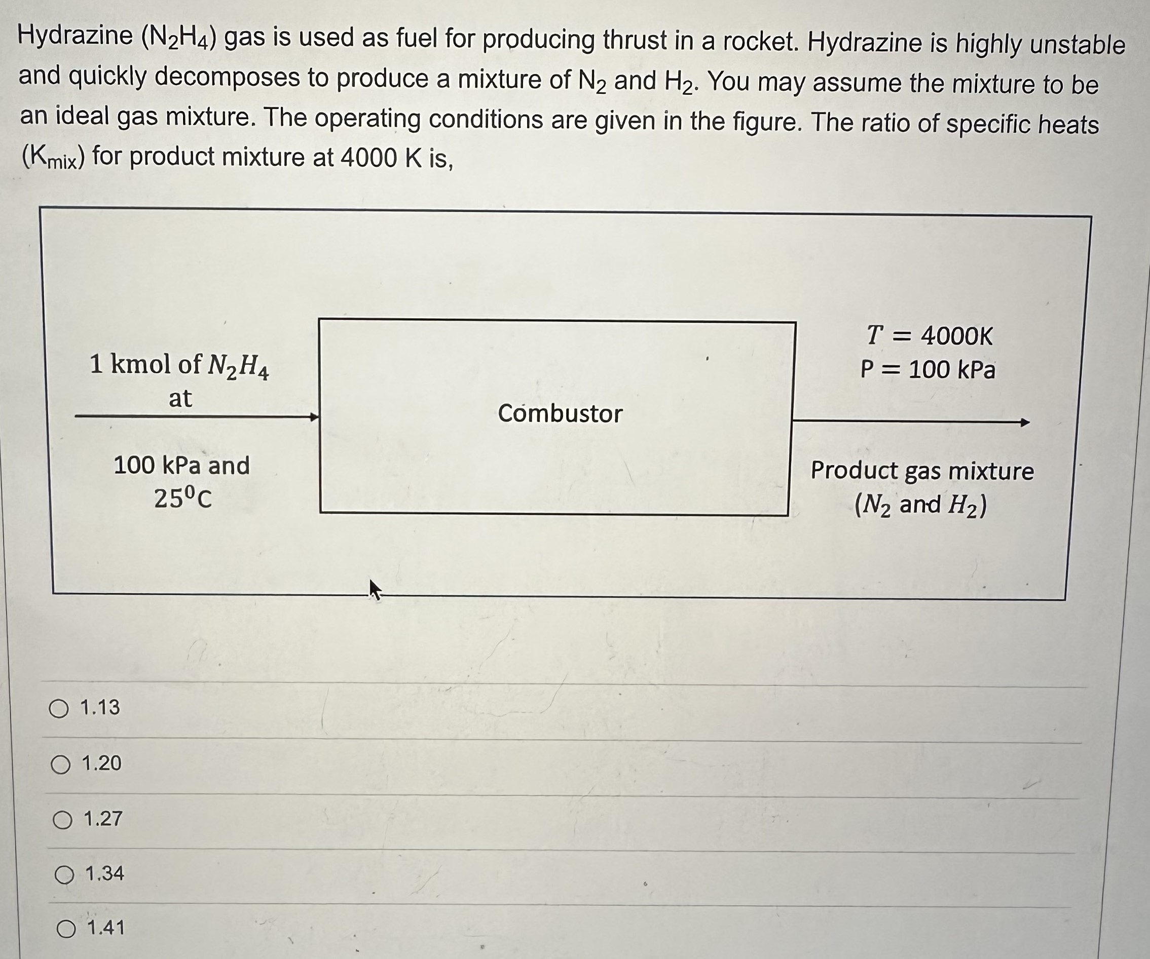 Hydrazine (N2H4) gas is used as fuel for producing | Chegg.com