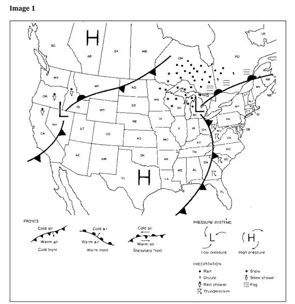 Solved A) Examine the surface weather map presented in | Chegg.com