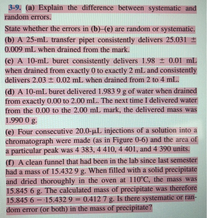 Solved 3-9. (a) Explain the difference between systematic | Chegg.com