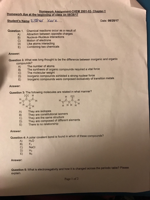 Solved Homework Assignment-CHEM 2501-02-Chapter-1 Homework | Chegg.com Solved Homework Assignment-CHEM 2501-02-Chapter-1 Homework | Chegg.com