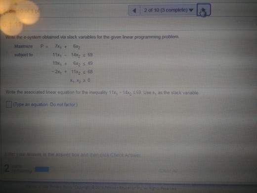 Solved i I 201 10 (3 complete) the e-system obtained via | Chegg.com