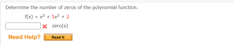 Solved Determine the number of zeros of the polynomial | Chegg.com