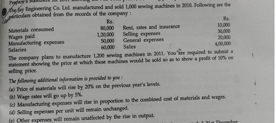 Solved the Jay Engineering Co. Ltd. manufactured and sold | Chegg.com