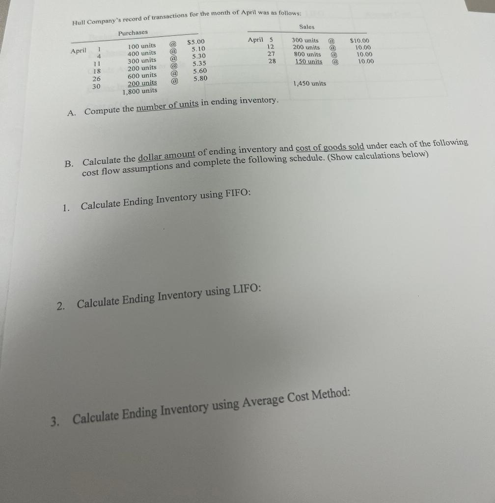 Solved A. Compute the number of units in ending inventory. | Chegg.com