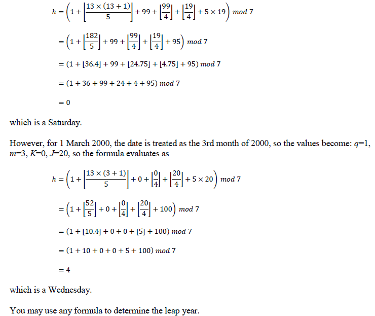 Solved For a given date, we can use the Gregorian calendar | Chegg.com