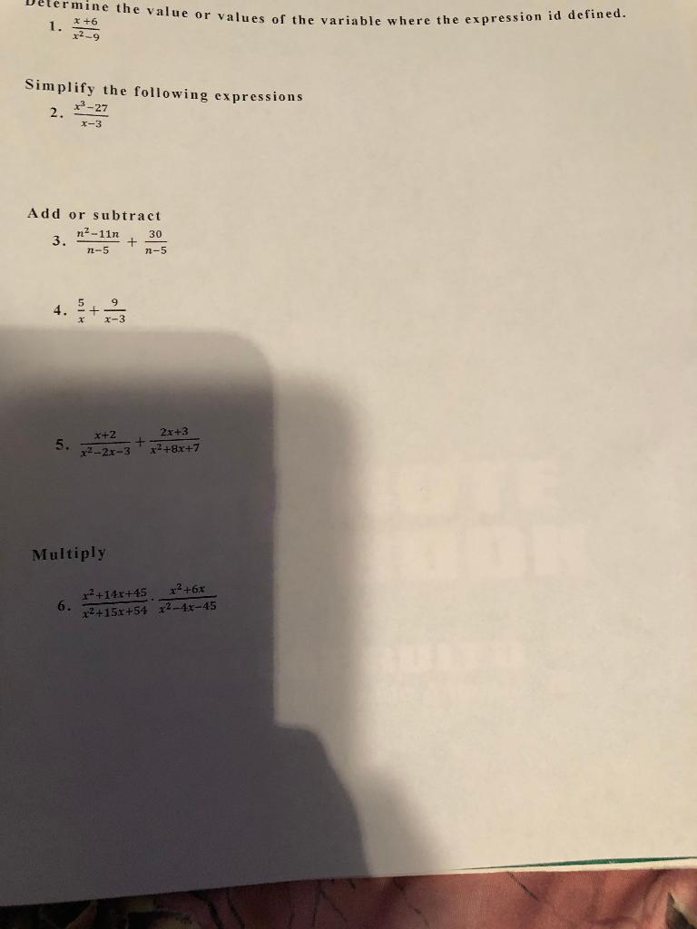 Solved Determine The Value Or Values Of The Variable Where