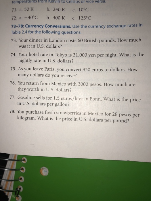 Solved temperatures from Kelvin to Celsius or vice versa. | Chegg.com