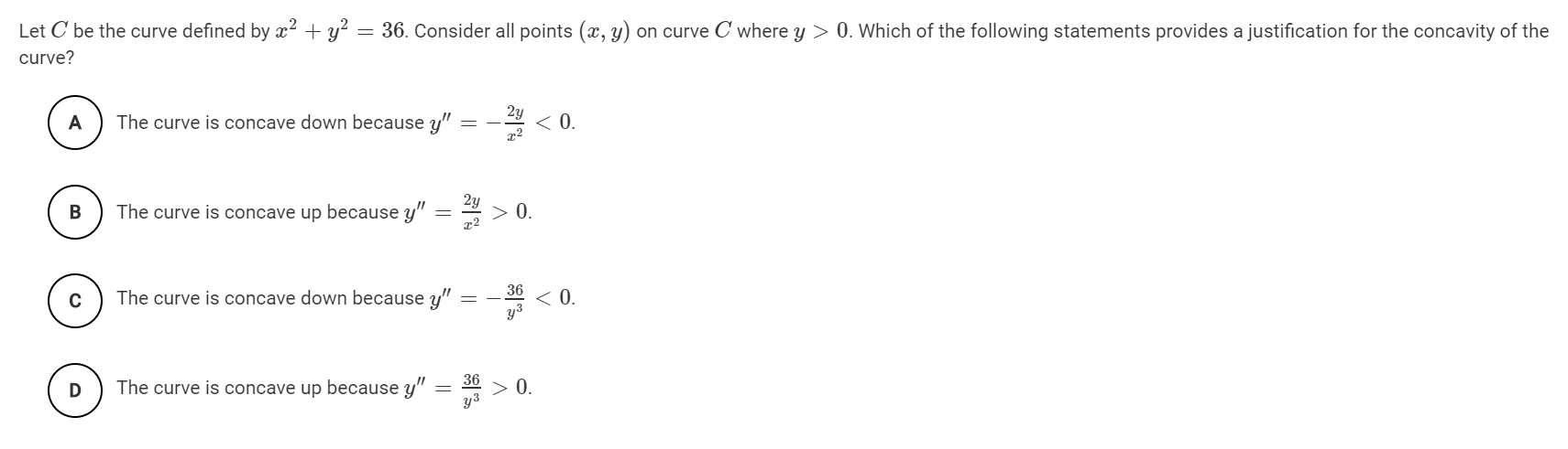 Solved Let C be the curve defined by x2 + y2 = 36. Consider | Chegg.com Solved Let C be the curve defined by x2 + y2 = 36. Consider | Chegg.com