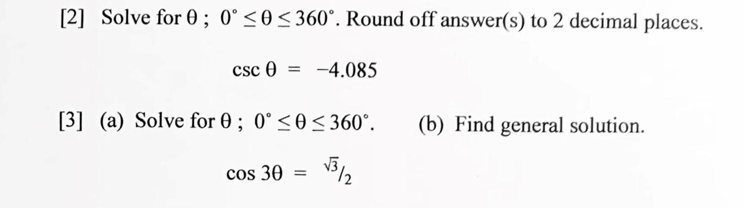 Solved 2 Solve For 0 0