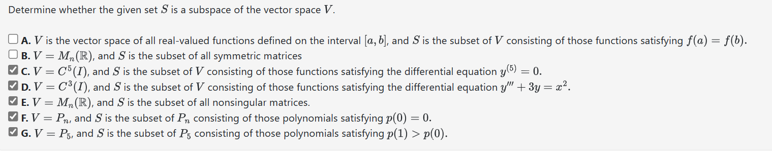 Solved Determine whether the given set S ﻿is a subspace of | Chegg.com