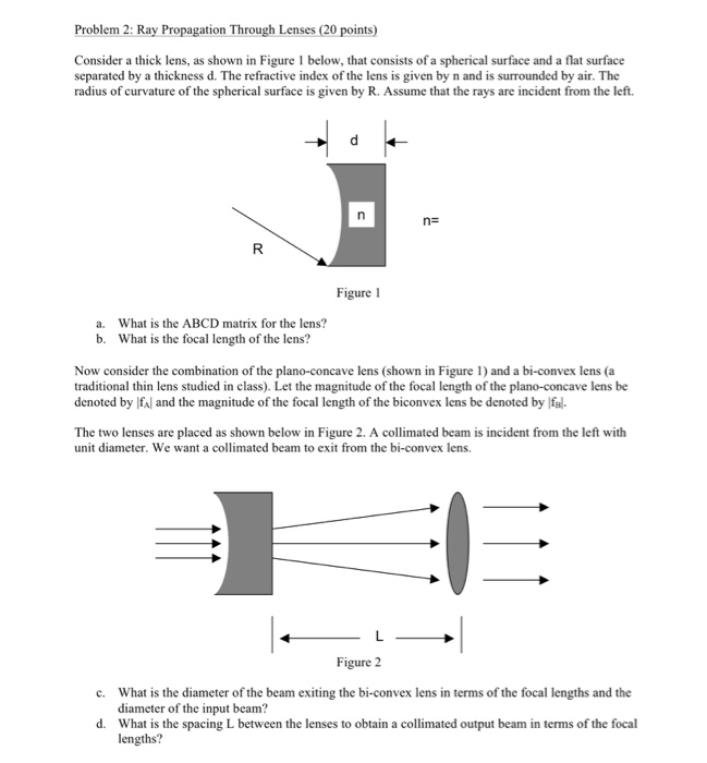 Solved Problem 2: Ray Propagation Through Lenses (20 points) | Chegg.com