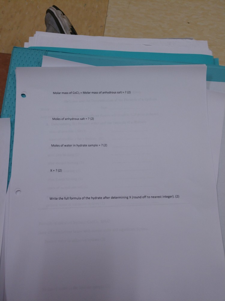 Solved CHEM 103 Experiment 6 Hydrates Pre-lab 1. Read pa rt | Chegg.com