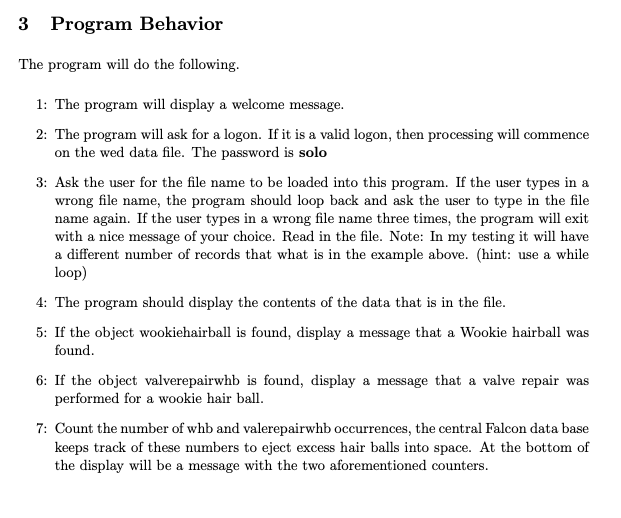 Solved Program Summary The WED Treadwell Repair Droid is | Chegg.com